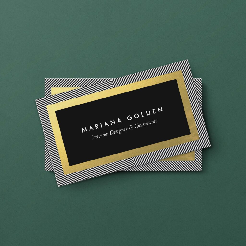Thick Gold Border on Custom Color Business Card – Becky Nimoy