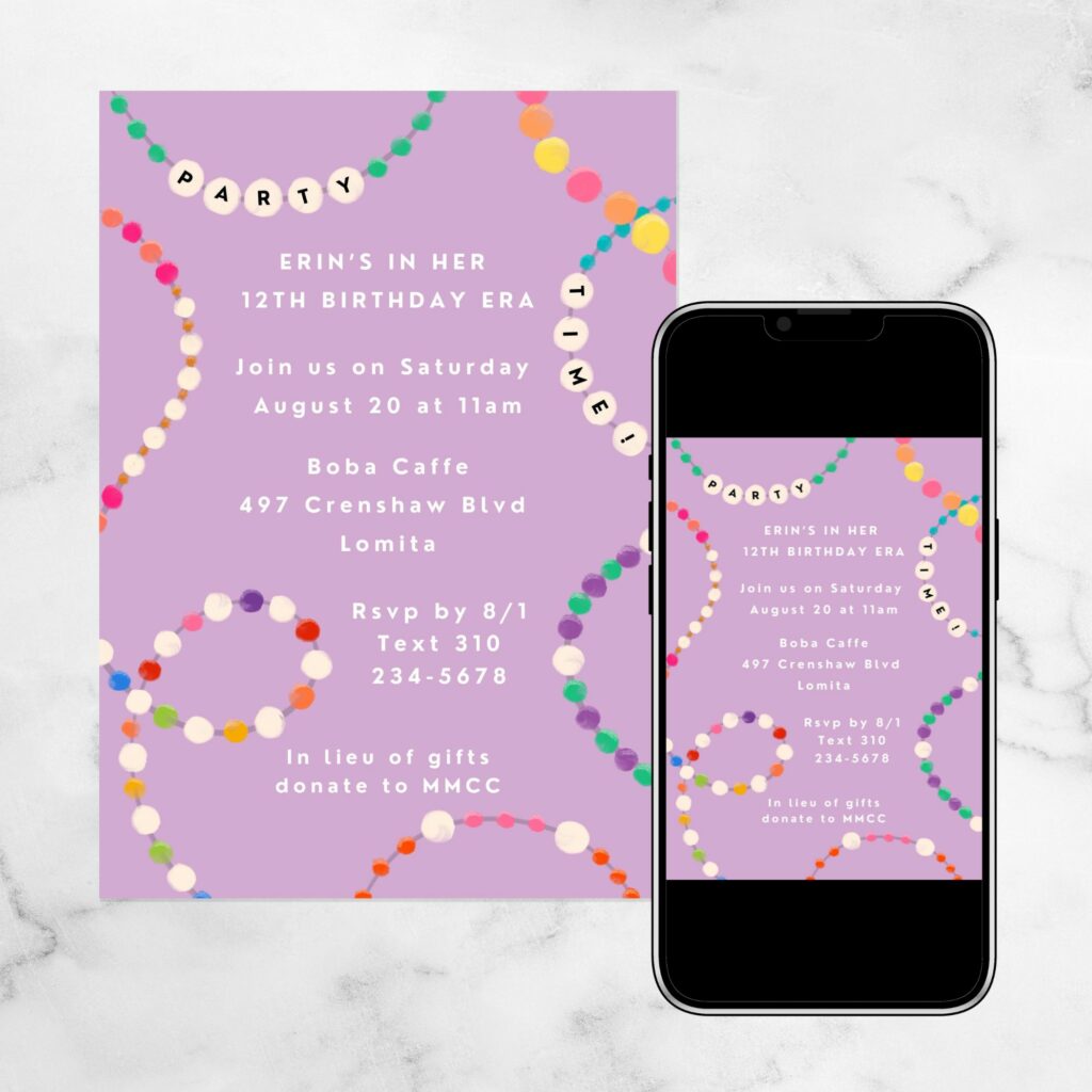 Friendship Bracelet Birthday Party Canva Template – Becky Nimoy